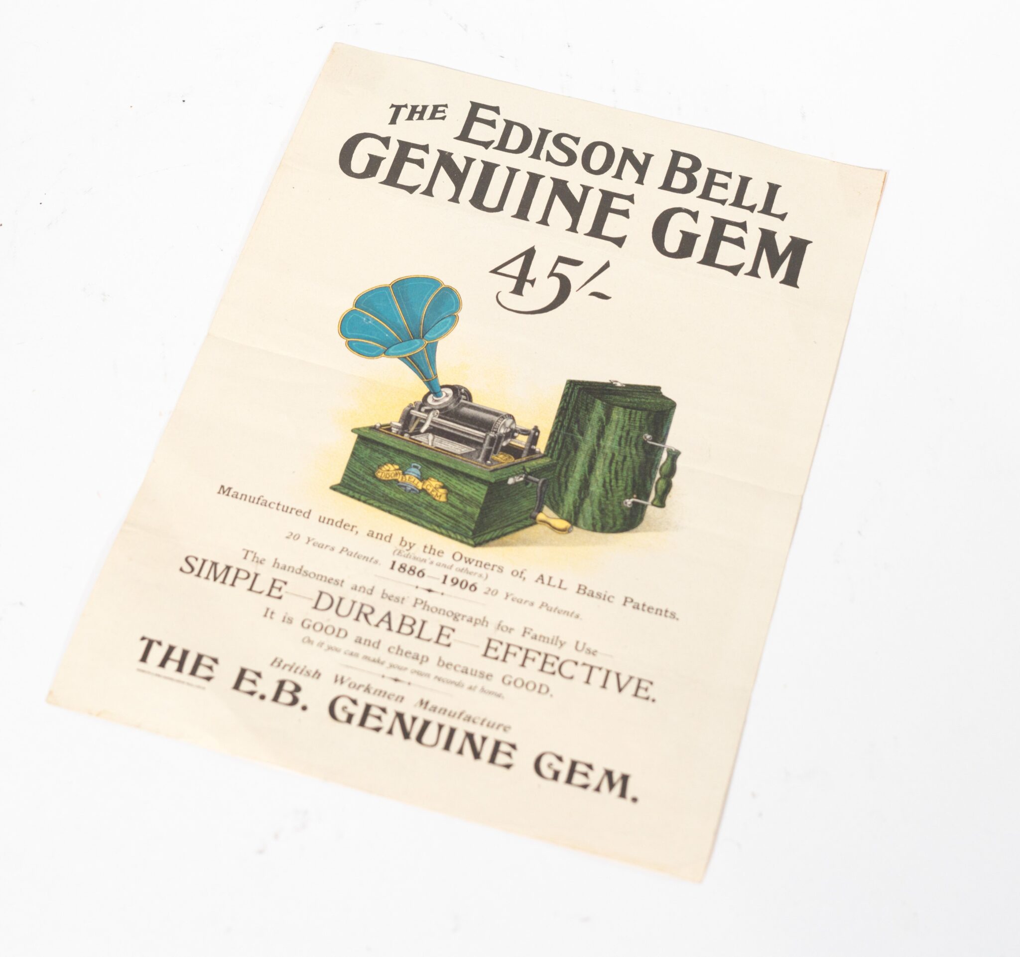 1906 Edison Bell Gem Cylinder Phonograph - TechnoGallerie
