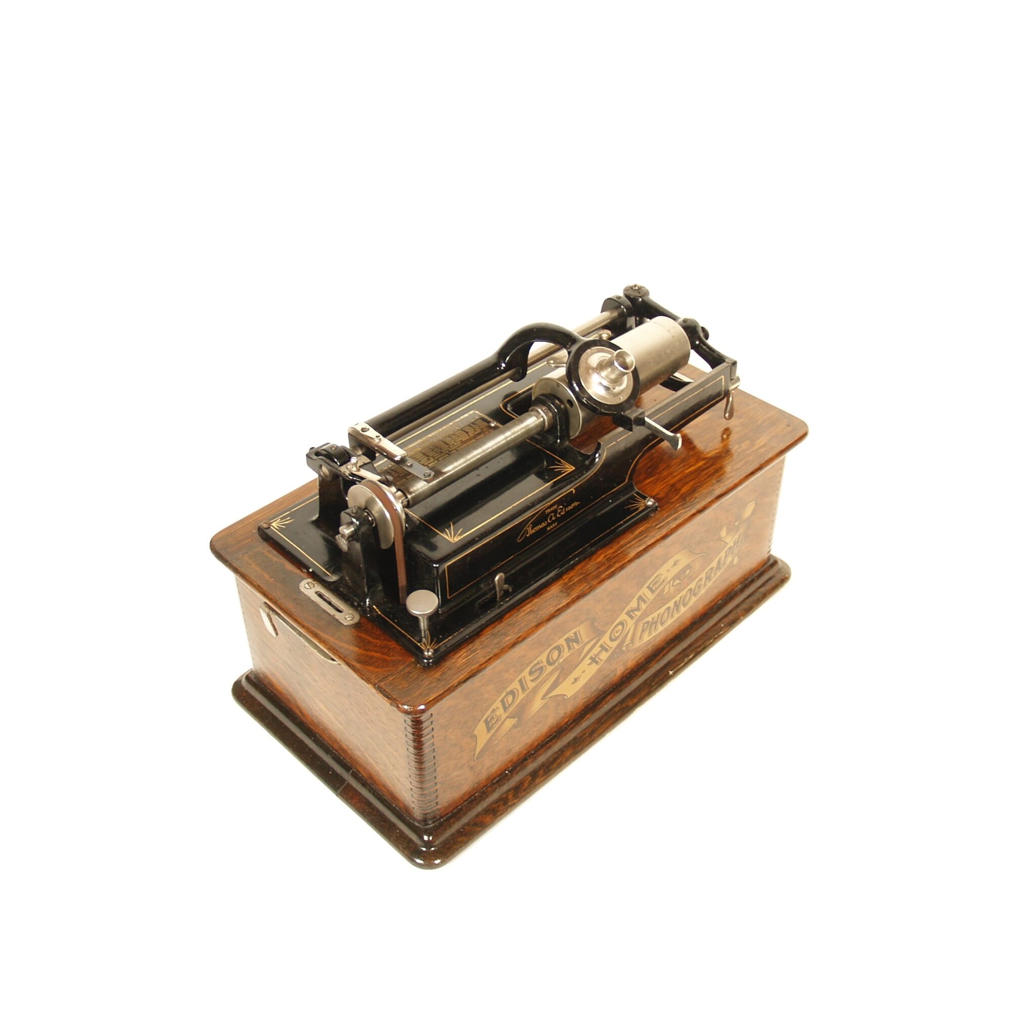 1906 Edison Home Phonograph With 26" Brass Horn & Original Crane * 2 ...