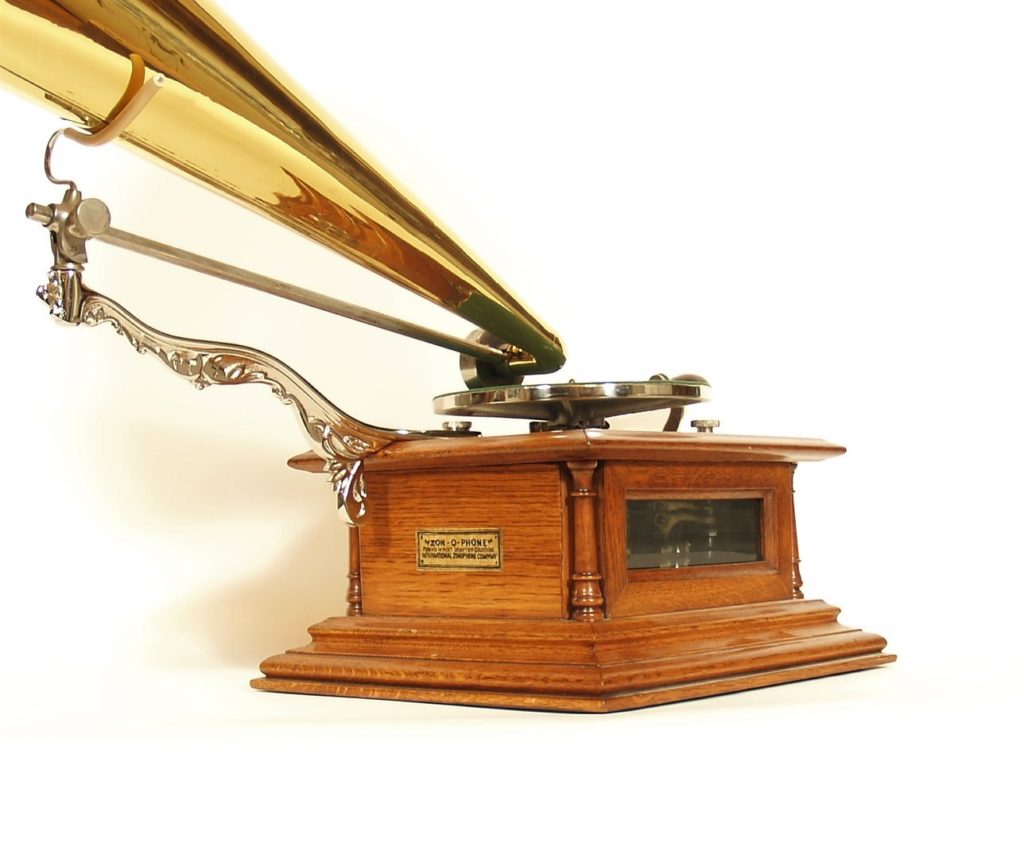 1902 Zon-O-Phone Glass-Sided London Grand Phonograph - TechnoGallerie